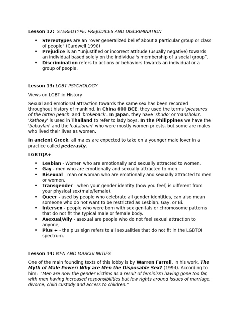 Ge3 Reviewer | PDF | Lgbt | LGBTQIA+ Studies