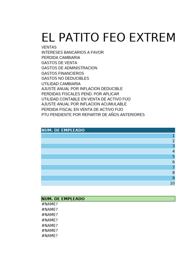 PTU Plantilla Excel | PDF | Inflación | Comercio