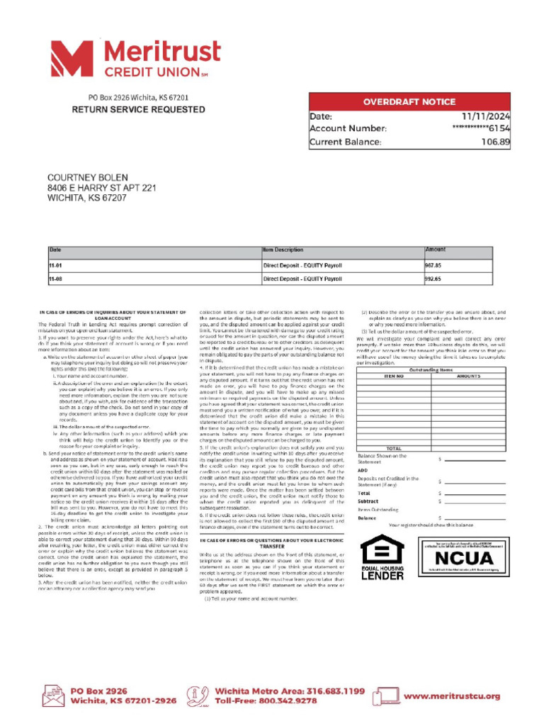 Meritrust Direct Deposit | PDF
