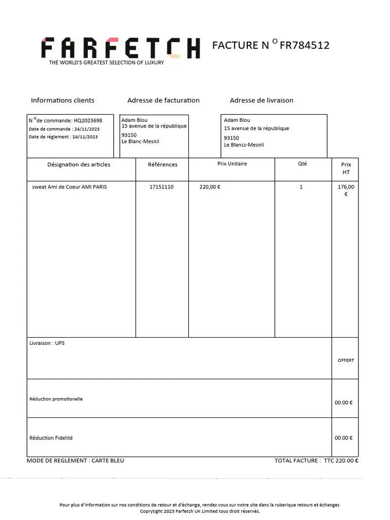 Facture_Farfetch | PDF