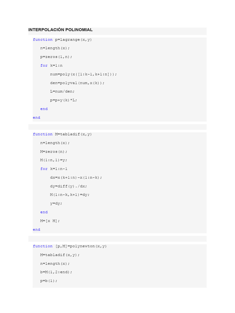 Algoritmos Numéricos en MATLAB | PDF