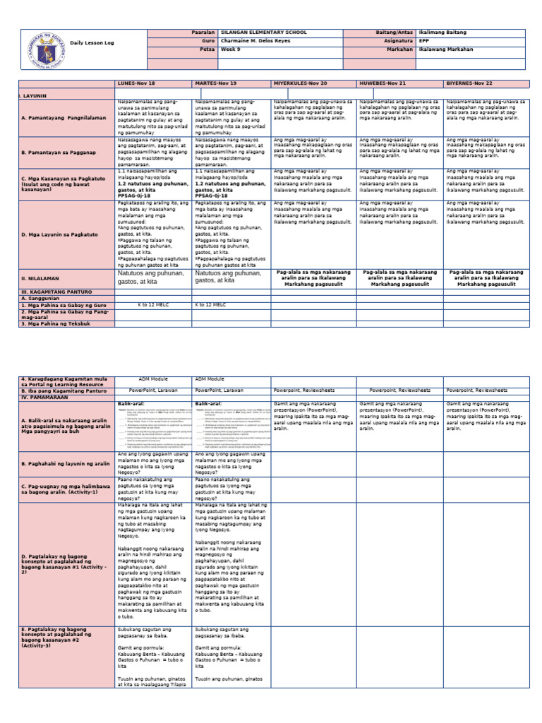 DLL Week 9 Epp | PDF