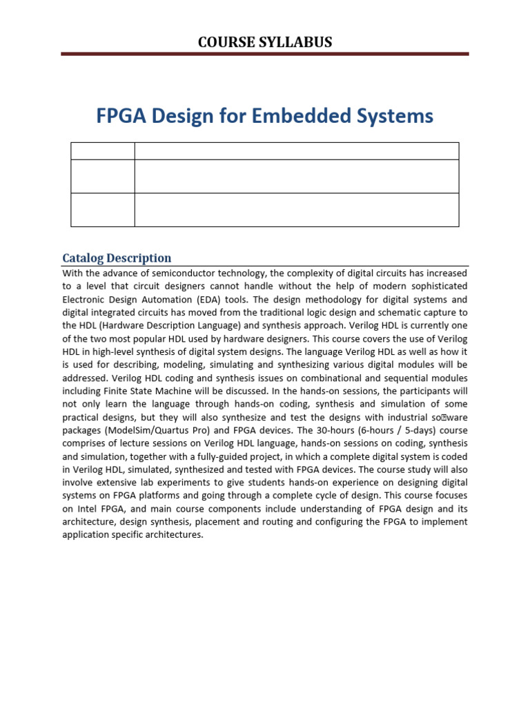 Fpga Design For Embedded Systems-1 | PDF | Hardware Description Language | Field Programmable ...