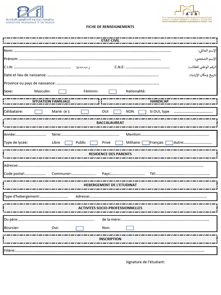 Fiche Renseignements 0 | PDF