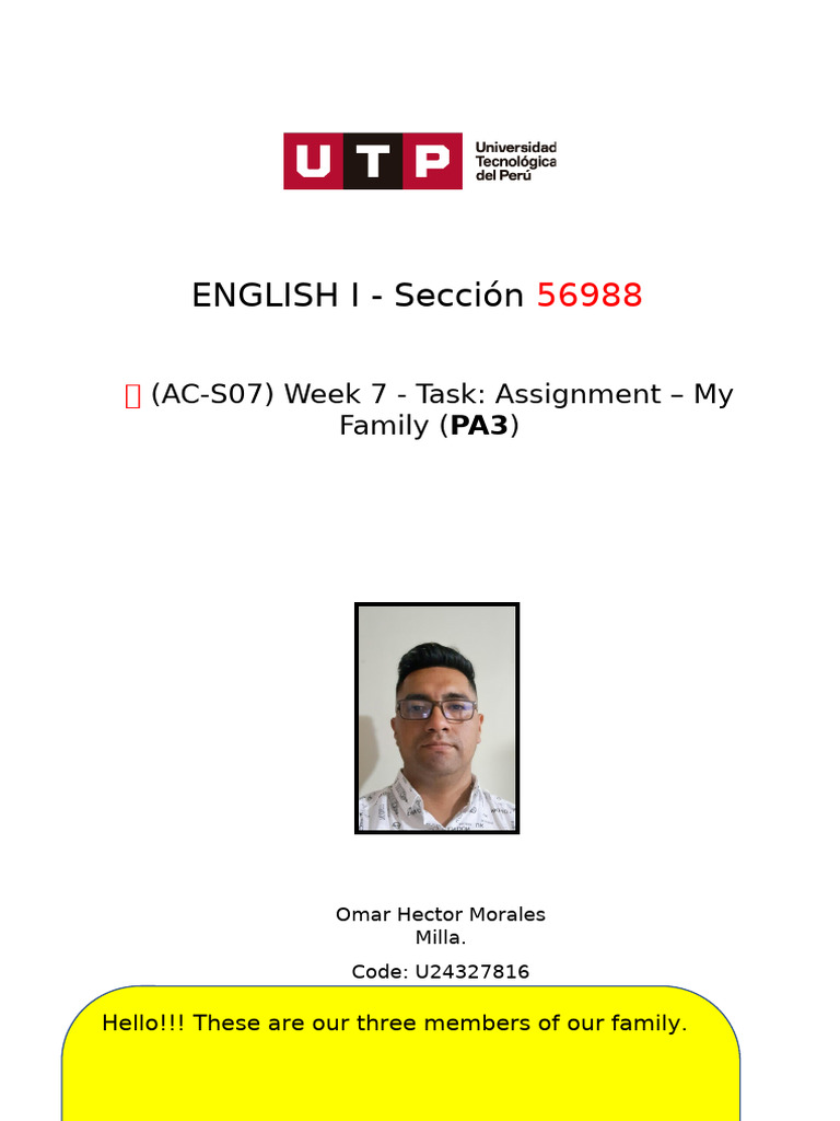 Week 07 - Task Assignment - My Family (PA3) | PDF