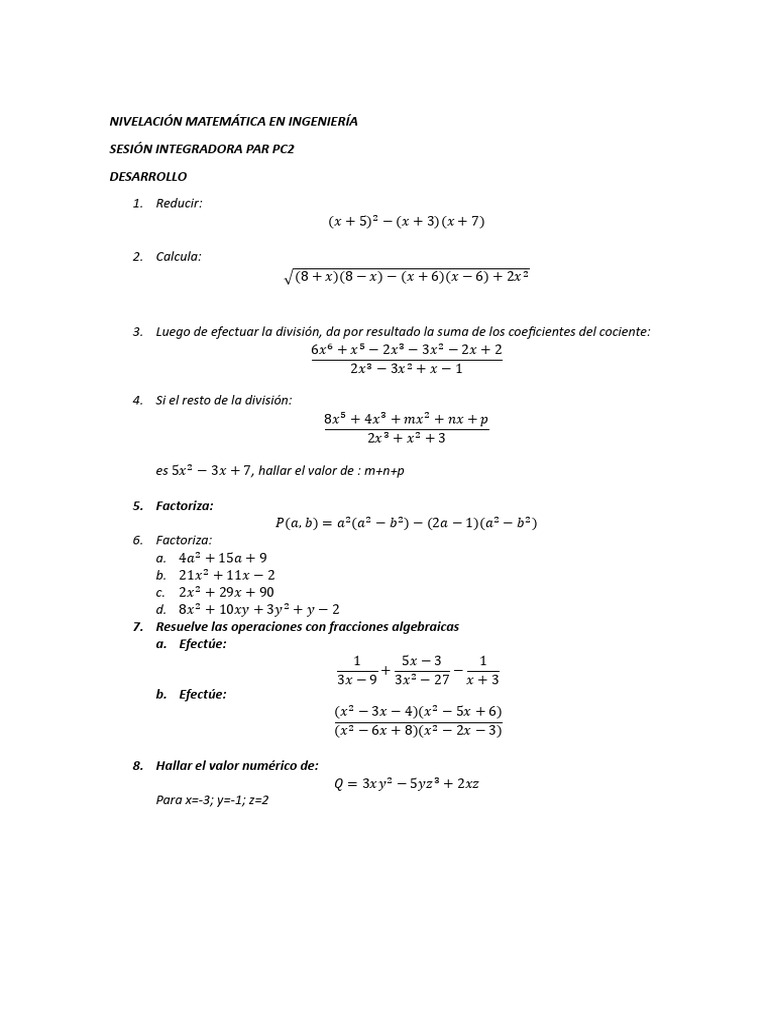 Sesión Integradora para PC2 | PDF