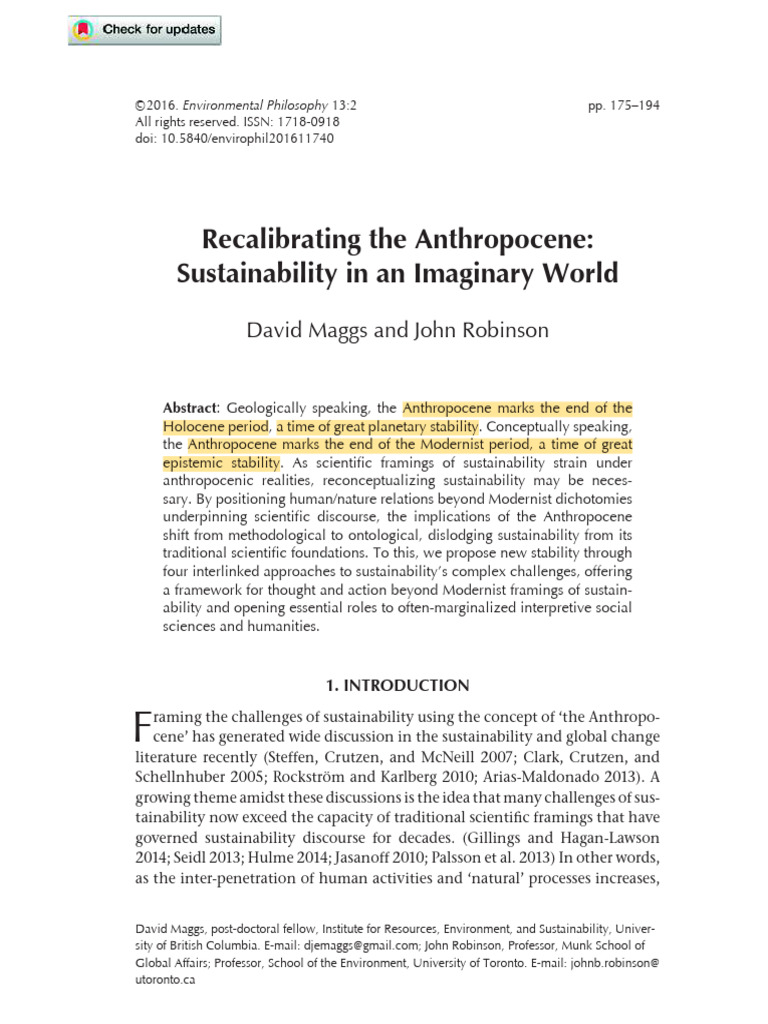 Recalibrating The Anthropocene | PDF | Sustainability ...