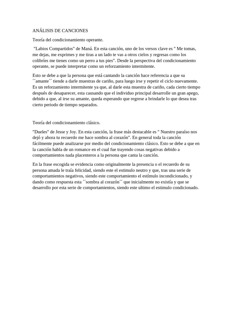 Análisis de Canciones | PDF
