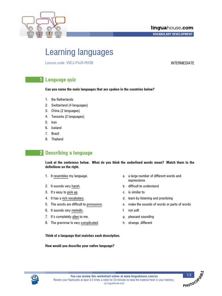 Learning-languages | PDF | Part Of Speech | Adverb