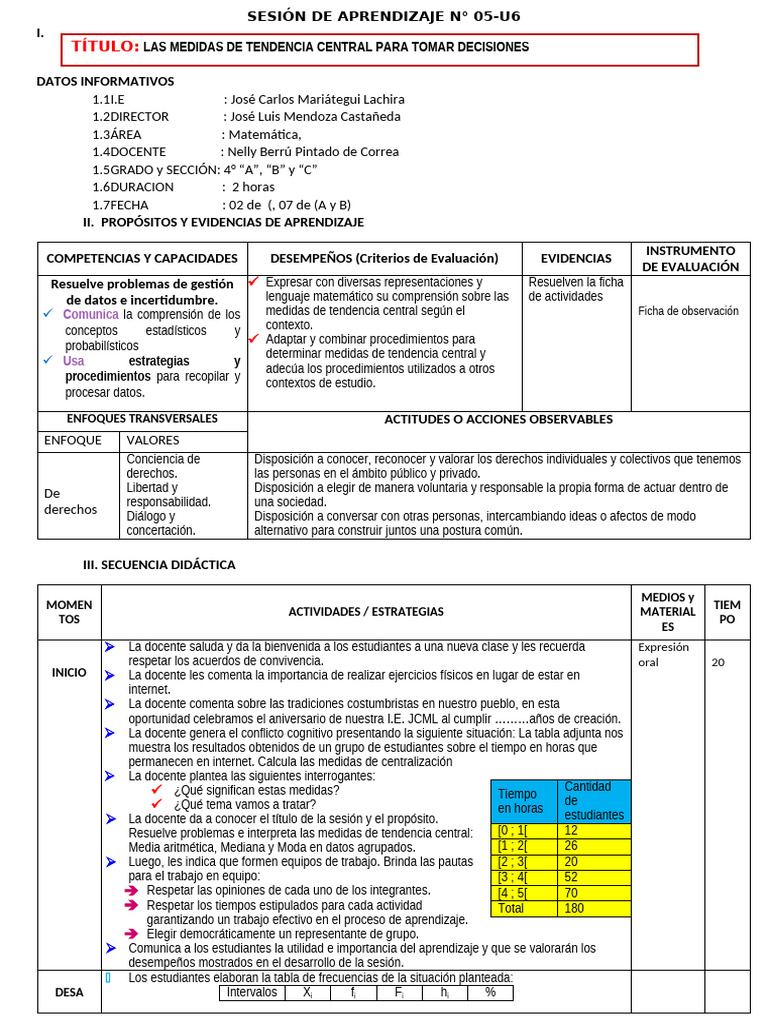 Sesión de Aprendizaje #05-U6 | PDF | Evaluación | Aprendizaje
