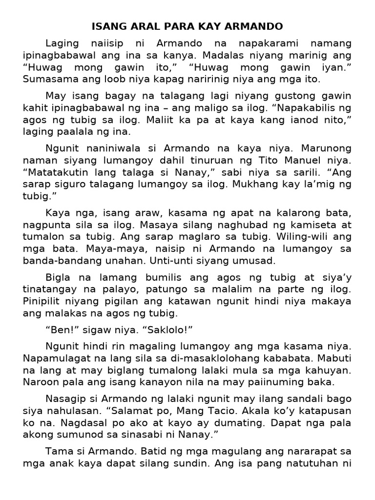 Isang Aral para Kay Armando | PDF