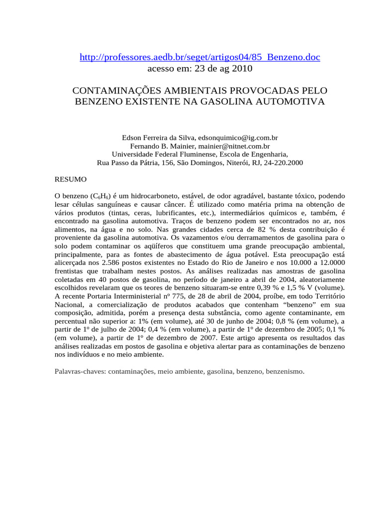 85 Benzeno | PDF | Benzeno