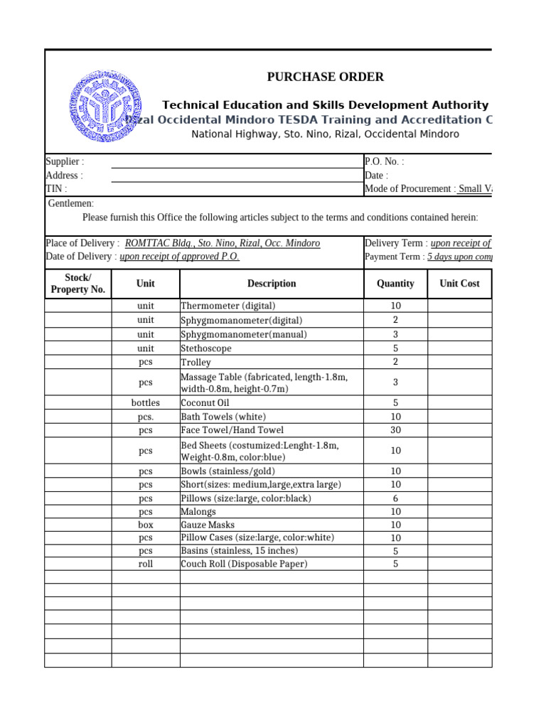 Purchase Order For ICT, COMP LAB AND HILOT | PDF
