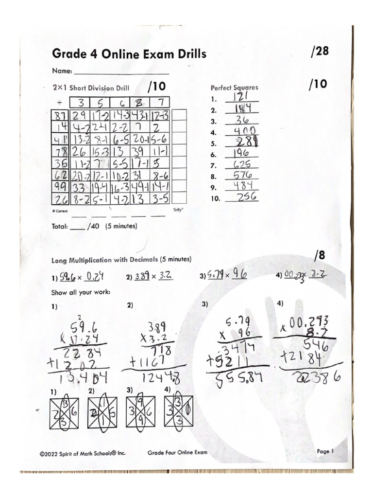 Grade 4 Online Exam Drills | PDF