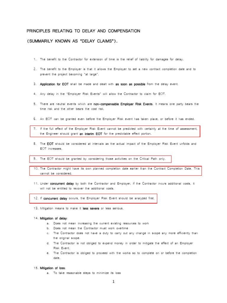 Principles Related To Delays and Compensation | PDF | Interest | Damages