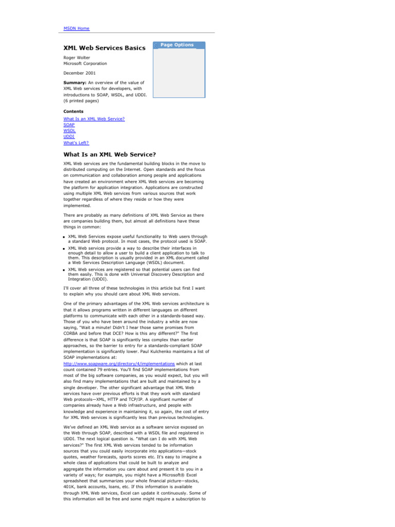 MS_WS_Basics | PDF | Soap | Web Service