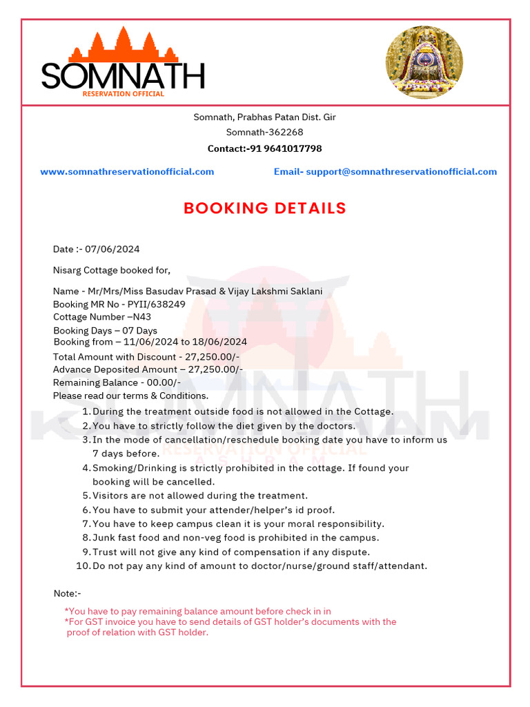Booking Details | PDF