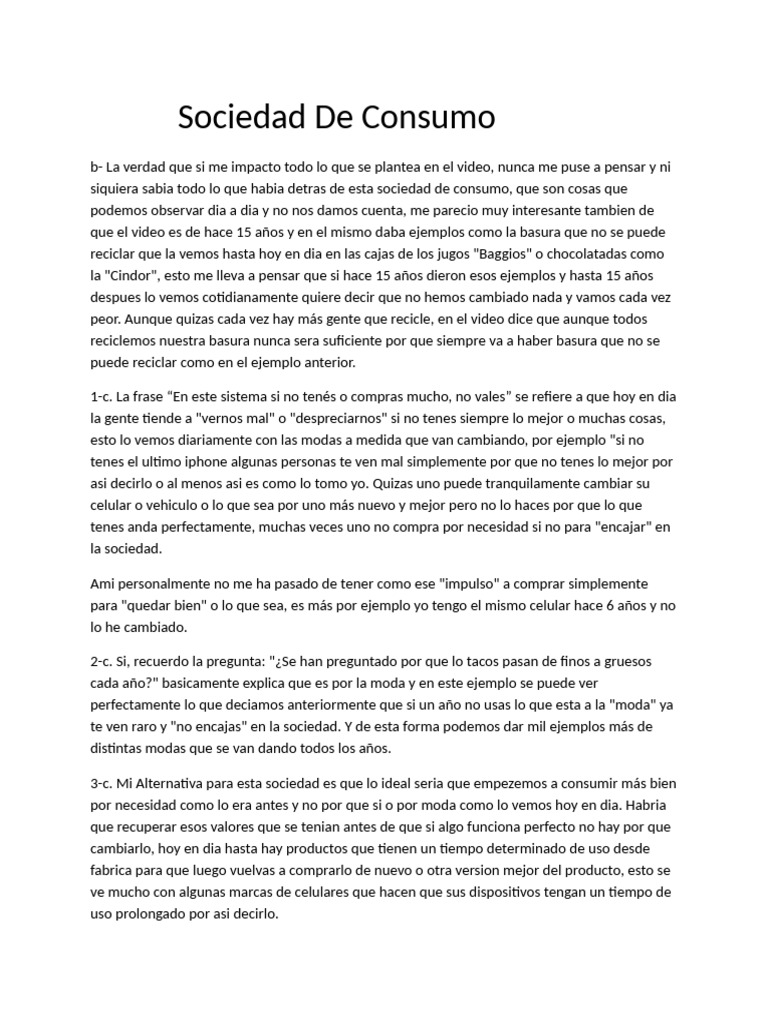 Sociedad de Consumo | PDF