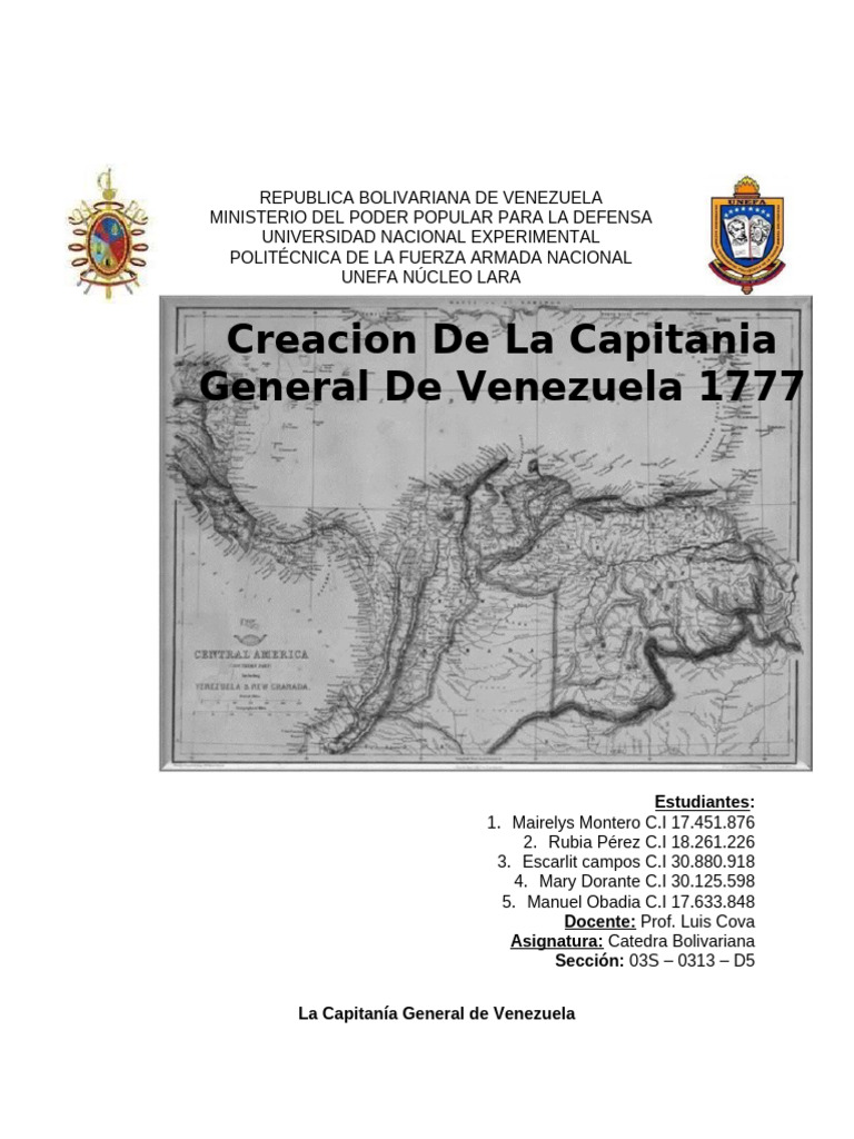 Capitania General de Venezuela | PDF | Gobierno | América del Sur