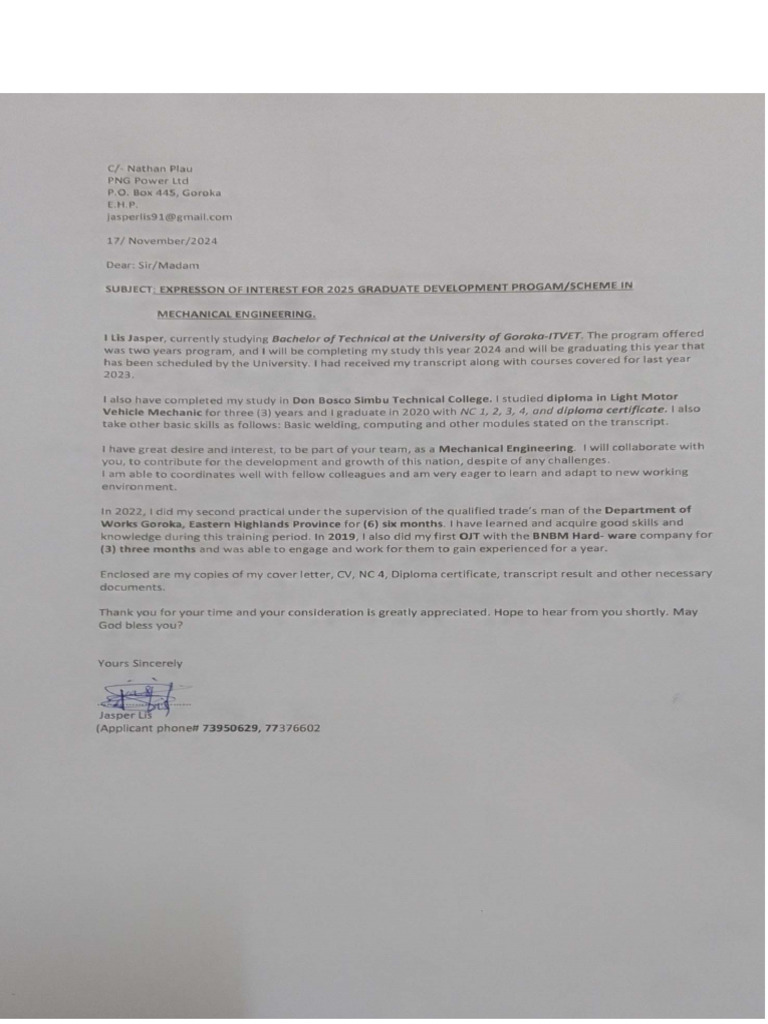 Lis Jasper - Application Form PDF | PDF