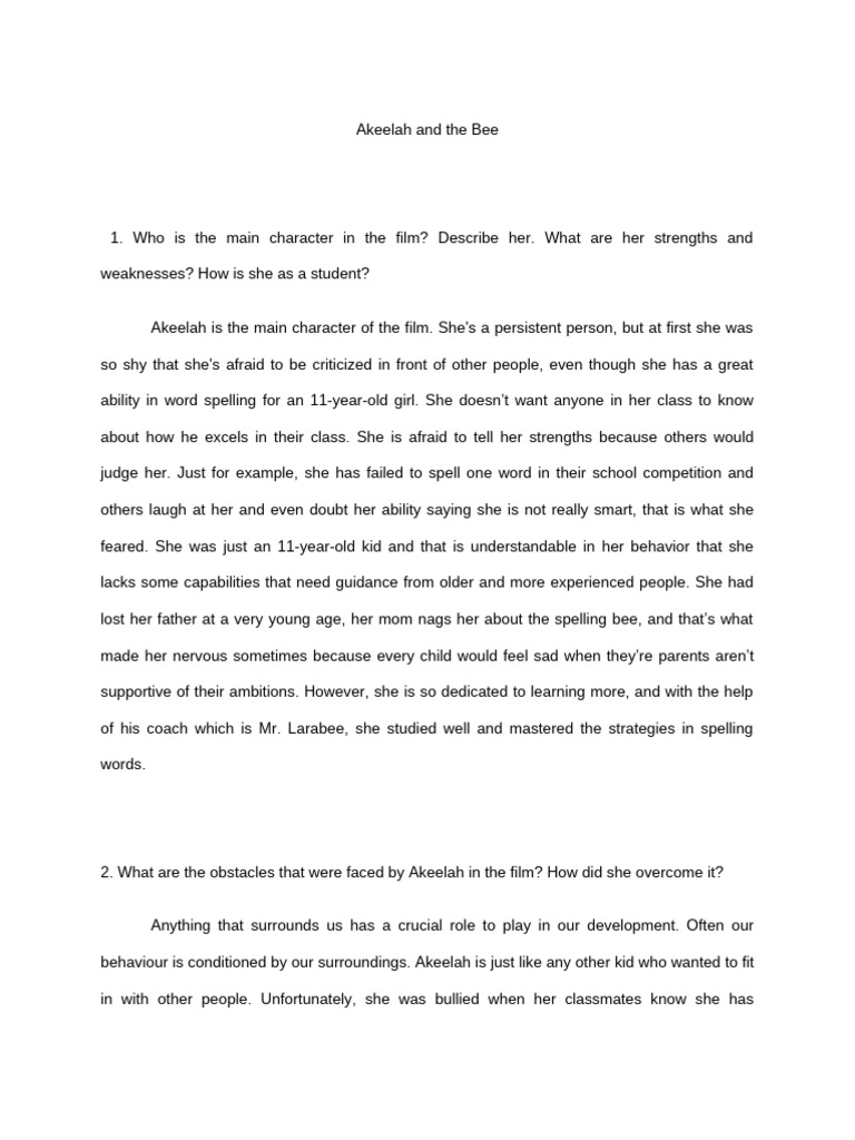 Akeelah and The Bee-Film Analysis | PDF | Teachers | Educational Psychology