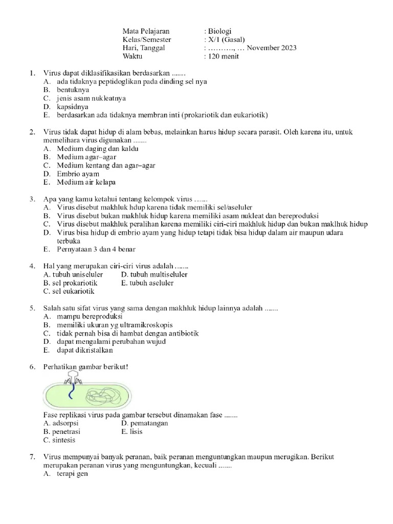 Soal Latihan PAS Bio Kls 10 | PDF