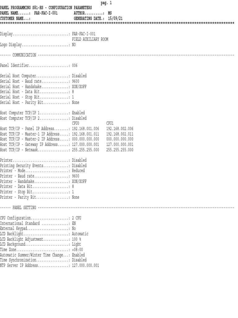 S81-HS Panel Programming Configurations | PDF | Transmission Control Protocol | Ip Address