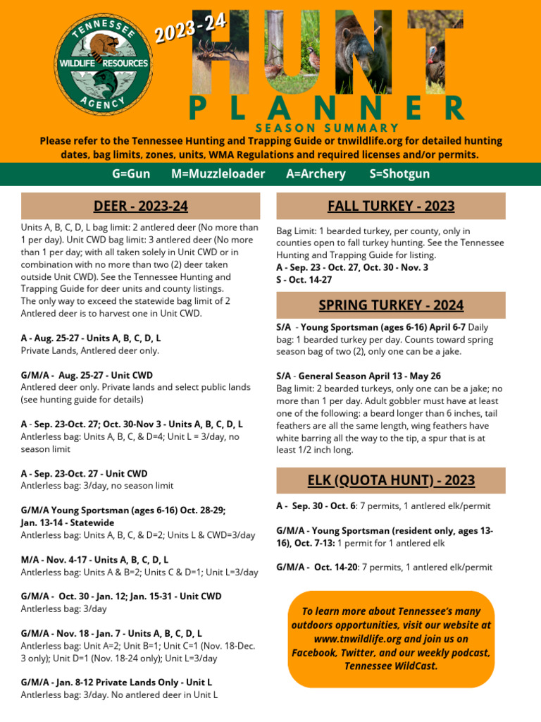 Tennessee Hunting Seasons Guide | PDF | Hunting | Deer