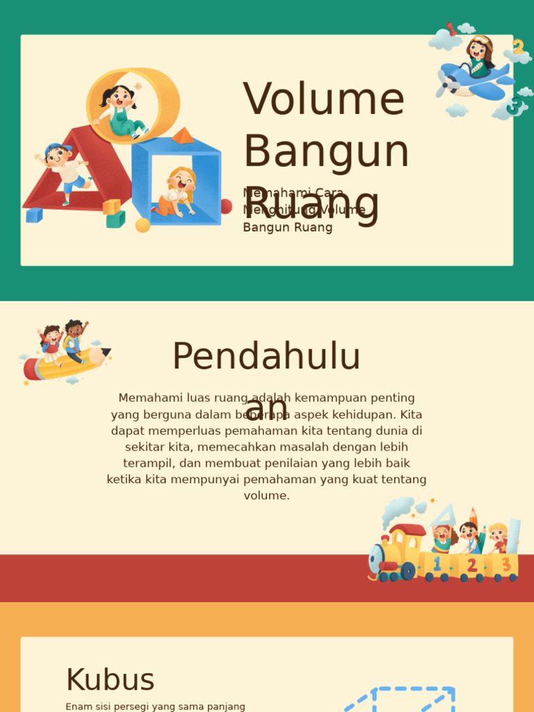 Volume Bangun Ruang Presentasi Hijau Merah Kuning Ilustrasi | PDF