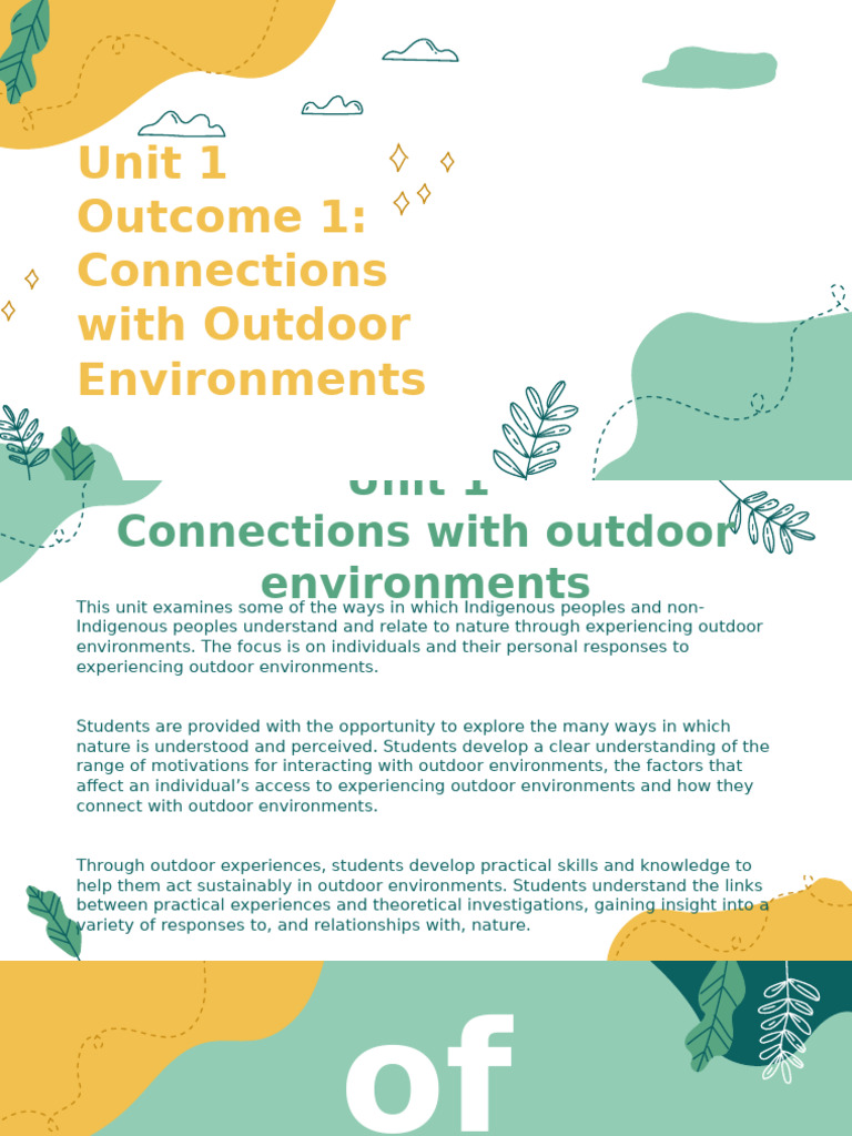 Unit 1 Outcome 1 Connections With Outdoor Environments | PDF | Natural ...