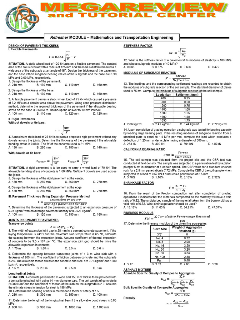 Refresher Module 07 - (M10) Pavement Design | PDF | Concrete | Construction Aggregate