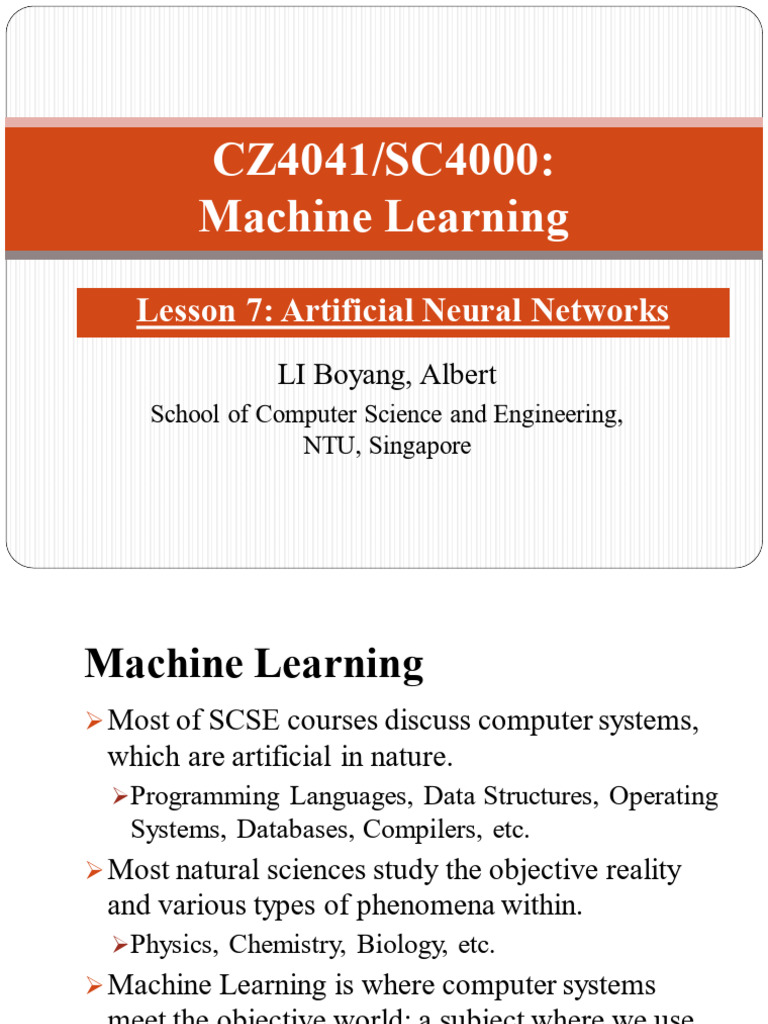 cz4041 7 ANN | PDF | Machine Learning | Artificial Neural Network