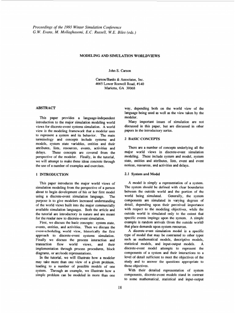 Modeling and Simulation Worldviews | PDF | Conceptual Model | Variable ...