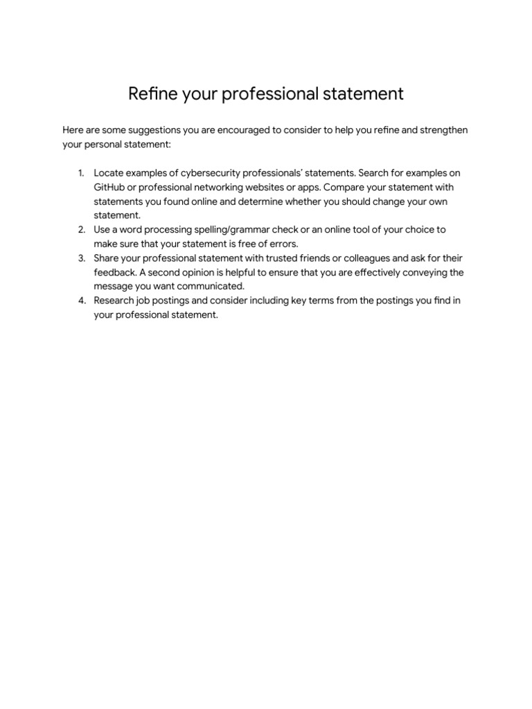 Refine Your Personal Statement | PDF