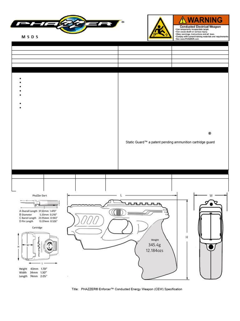 SOP - MSDS - Enforcer Model Output Characteristics and Features Data ...