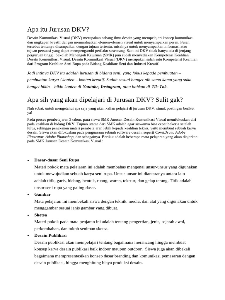 Apa Itu Jurusan DKV | PDF