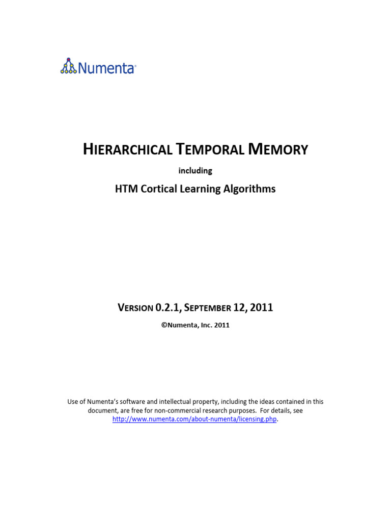 Hierarchical Temporal Memory Cortical Learning Algorithm 0 2 1 En Pdf Dendrite Cognition