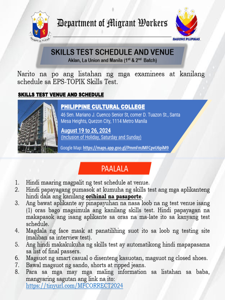 EPS Manufacturing Skill Test Schedule | PDF | Airbus