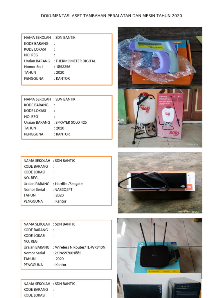 Dokumentasi Aset Tambahan KIB B | PDF