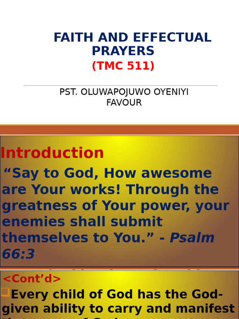 TMC 511 - Faith and Effectual Prayers Latest | PDF | Prayer | God