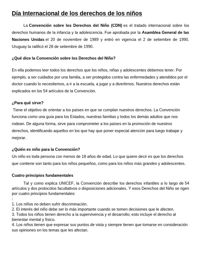 Derechos del Niño: Convención 1989 | PDF | Derechos de los niños ...