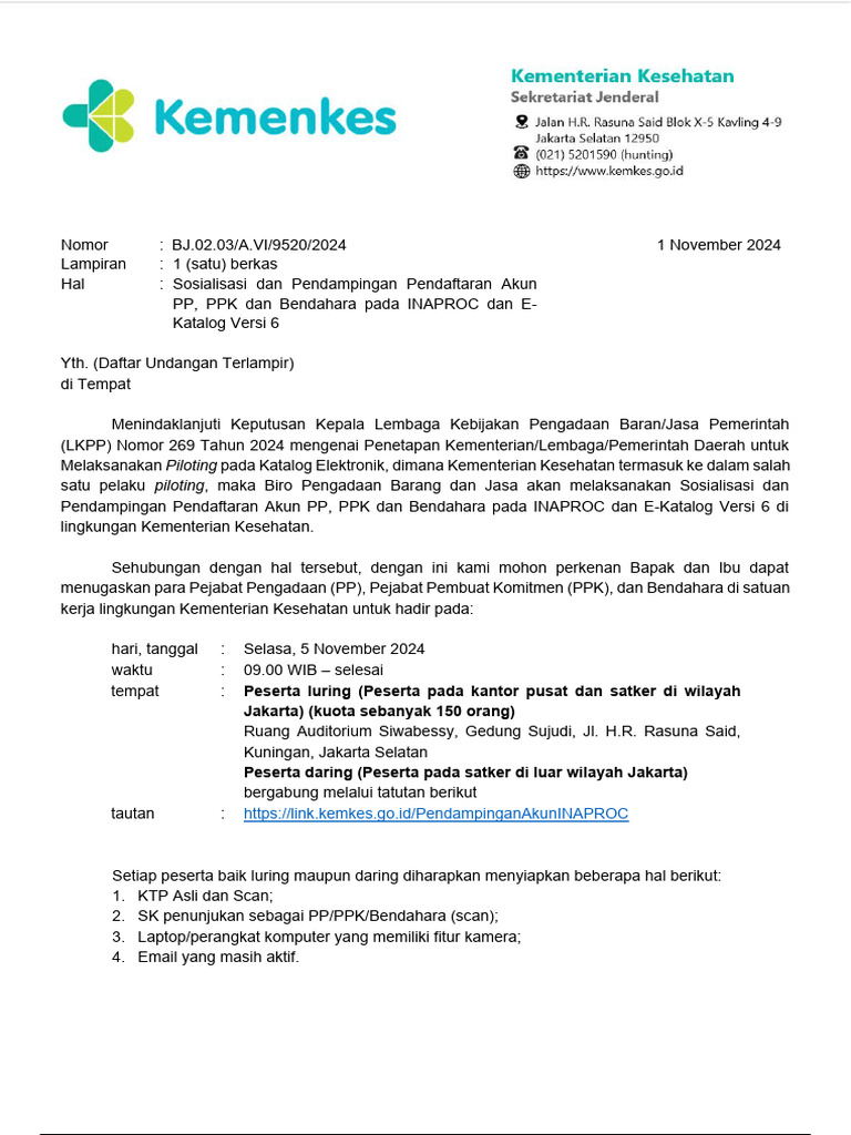 Sosialisasi INAPROC Versi 6 Kemenkes | PDF