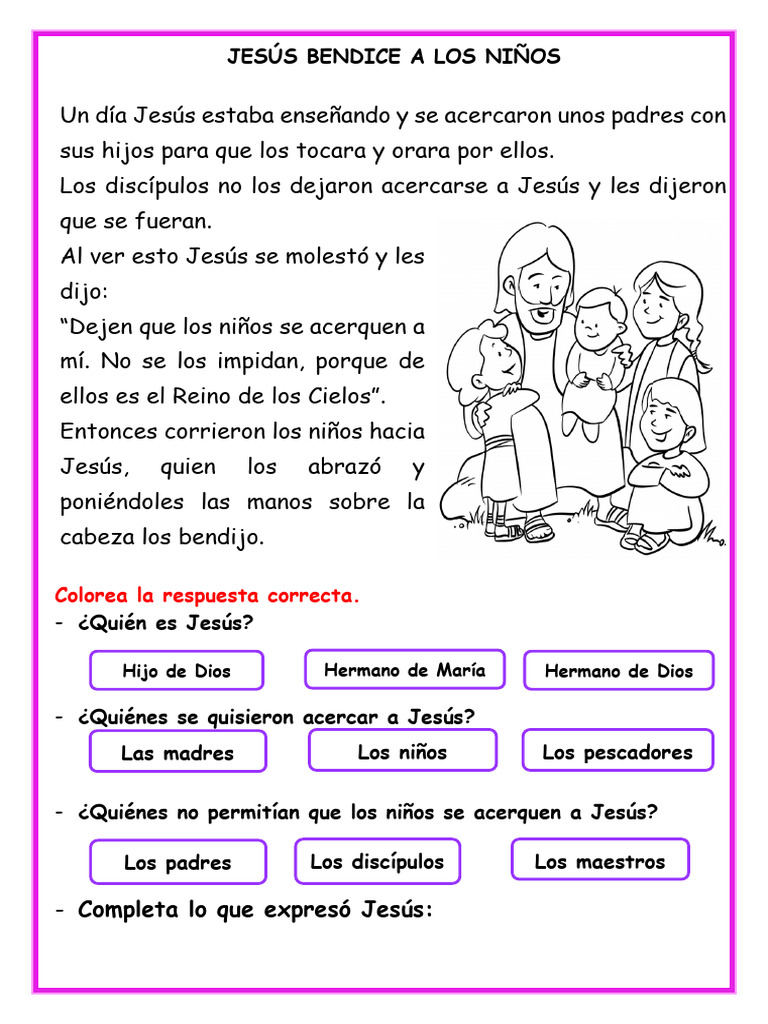 Ficha Jesús Bendice A Los Niños | PDF
