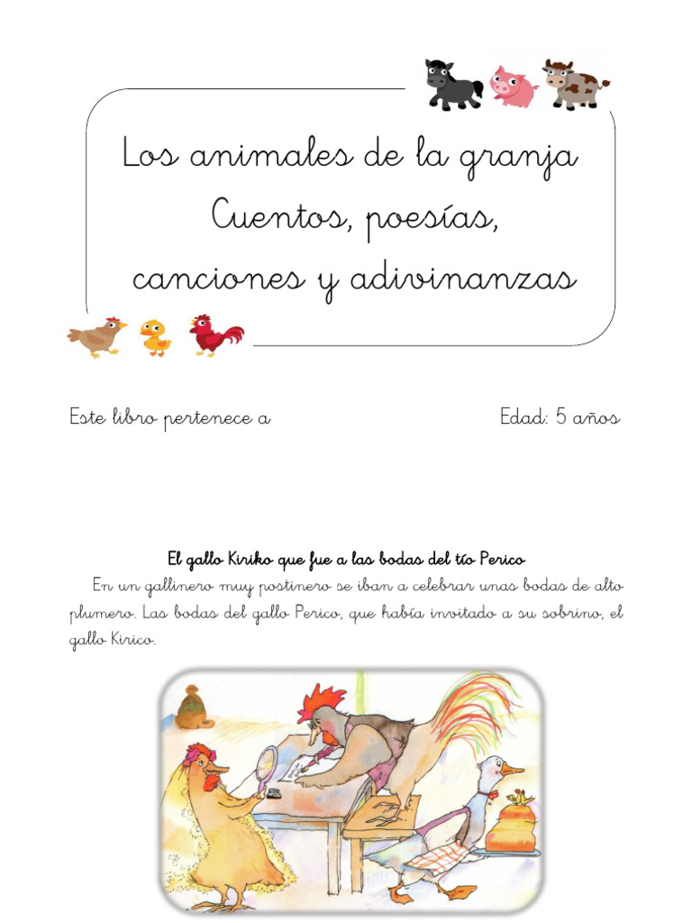 Programación de Animación A La Lectura. Los Animales de La Granja | PDF ...