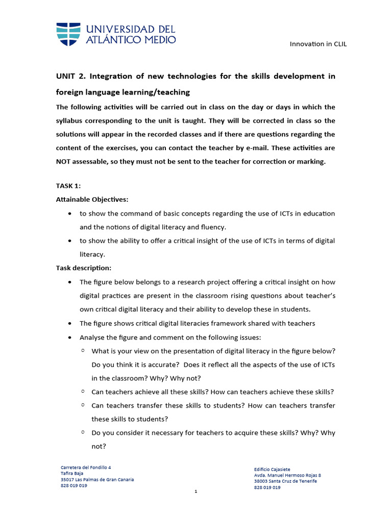 Unit 2 Activity Pdf Pdf Teachers Literacy