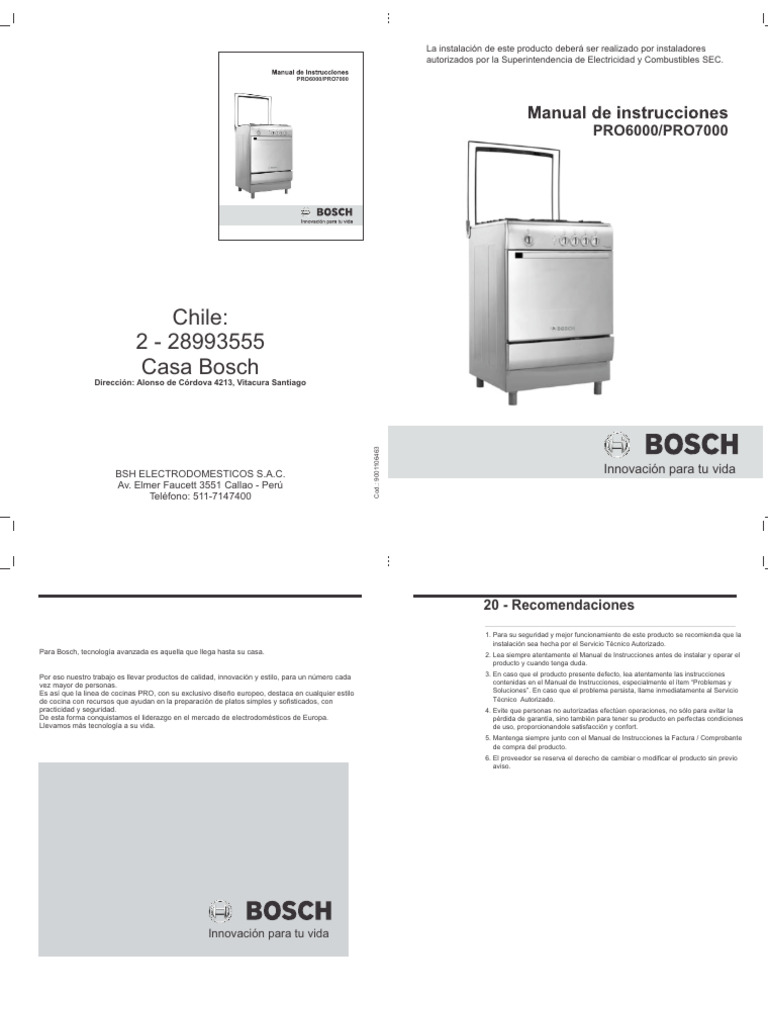 Chile: 2 - 28993555 Casa Bosch: PRO6000/PRO7000 | PDF | Estufa de ...