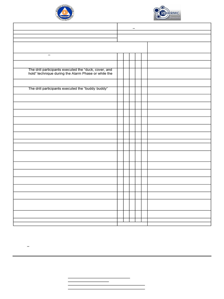 Ocd Earthquake Drill Evaluation Form | PDF | Emergency Evacuation ...