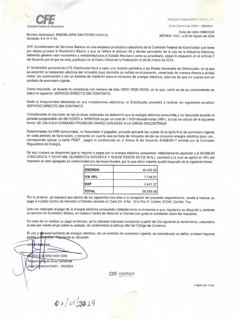 Notificacion Cfe Etapa 13 | PDF