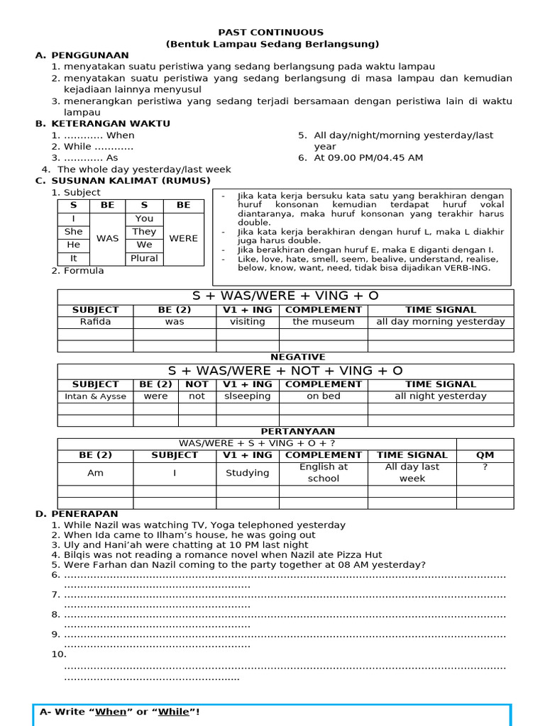 Past Continuous | PDF