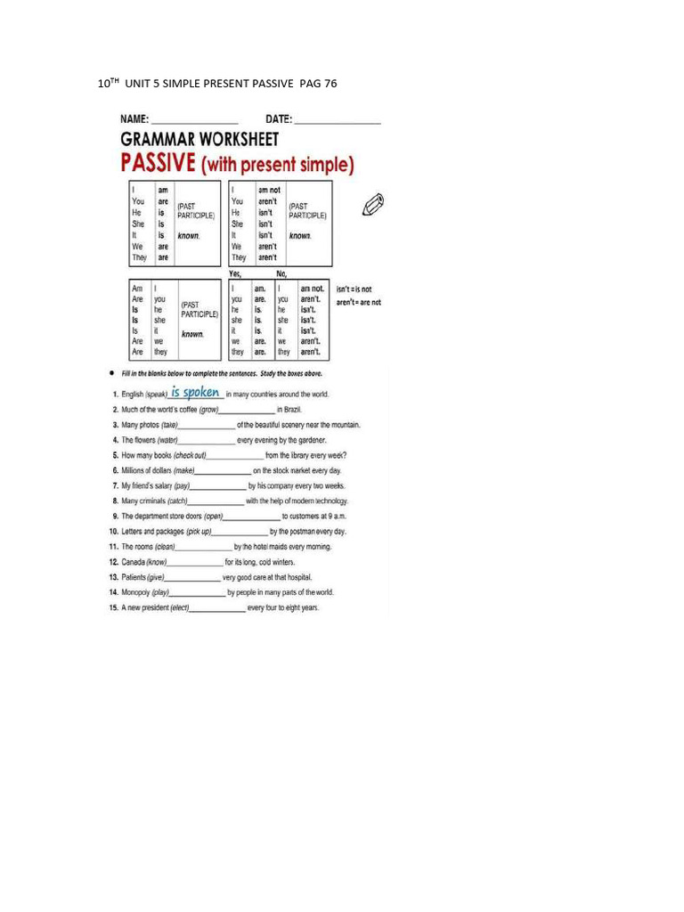 Simple Present Passive 10mo | PDF